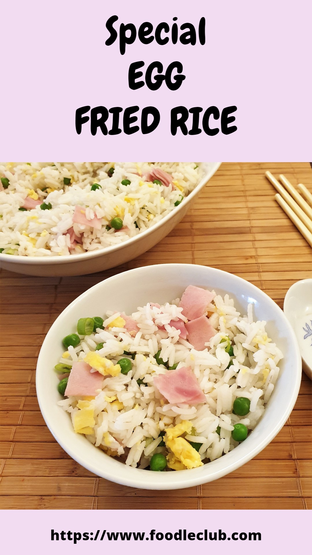 Chinese Egg Fried Rice - with peas and ham - Foodle Club