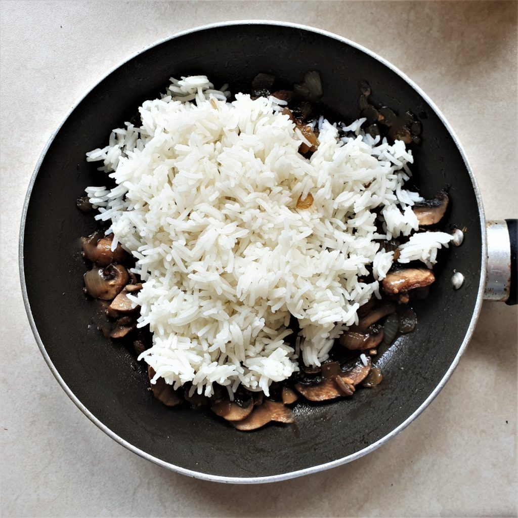 Spicy mushroom rice - serve hot or cold - Foodle Club