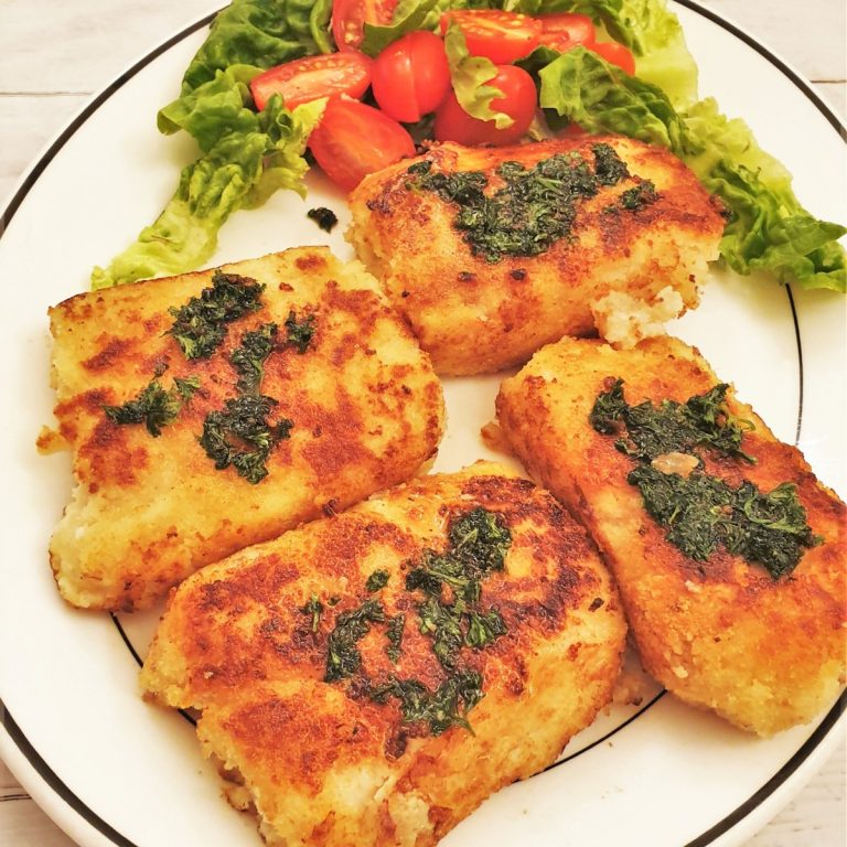 Fish Milanese with a buttery garlic and parsley sauce - Foodle Club