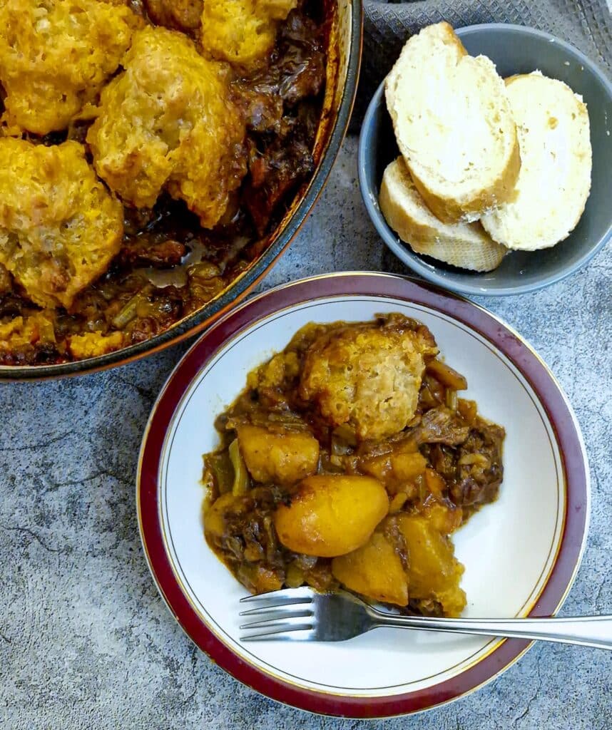 Hearty beef casserole with suet dumplings - Foodle Club