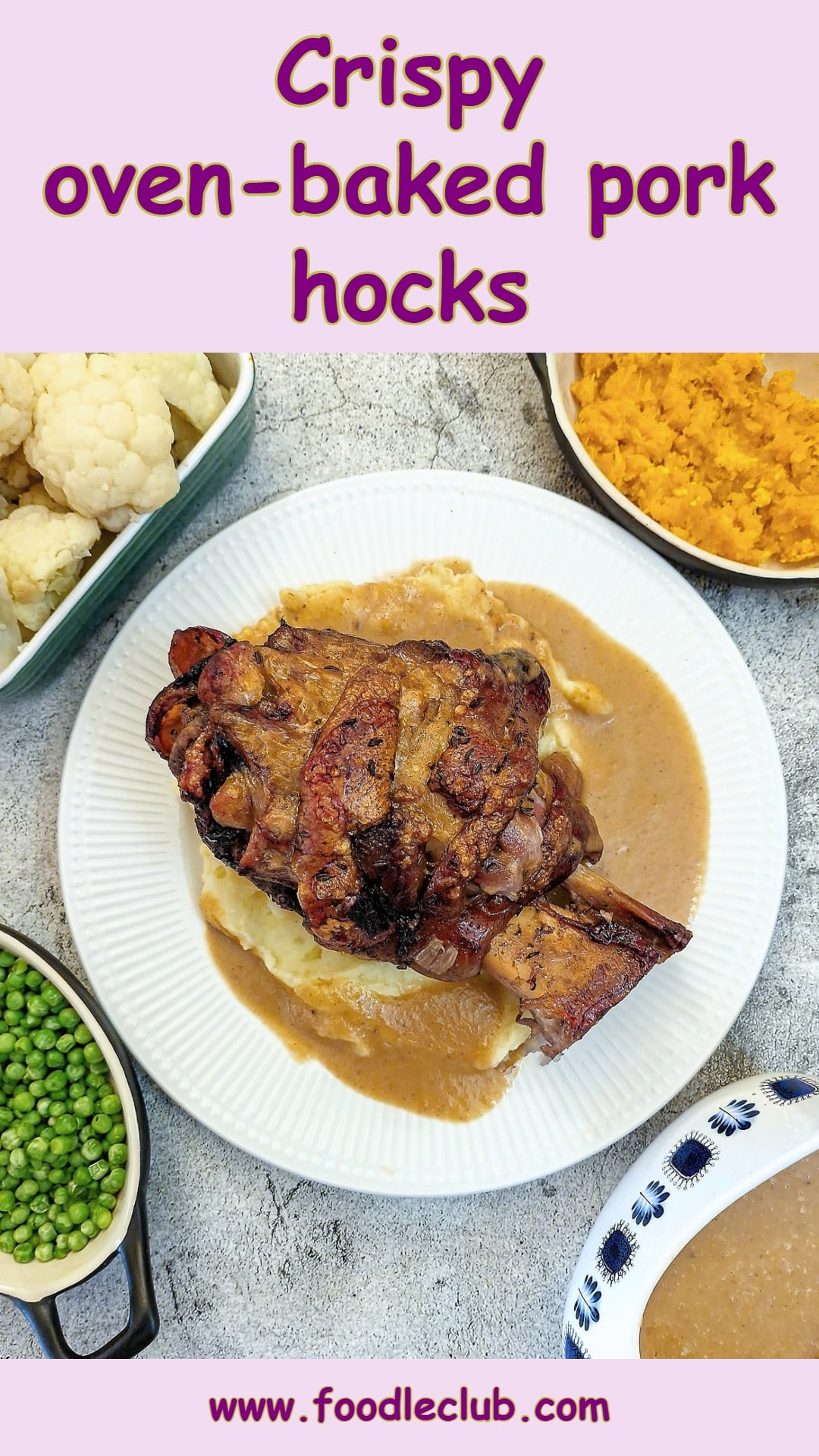 Crispy oven-baked pork hocks with red wine gravy - Foodle Club